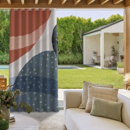 Outdoor Vorhang nach Ma&szlig; blickdicht - Orbit mit Punkten II - blau originell Abstrakt mit &Ouml;sen wetterfest Balkon Pergola