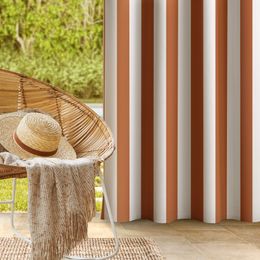 Bilderwelten Outdoor Vorhang nach Ma&szlig; blickdicht orange Sonnenschutz modern mit &Ouml;sen - L&auml;ngsstreifen in Orange - Streifen Balkon Pergola