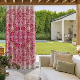 Bilderwelten Outdoor Vorhang nach Ma&szlig; blickdicht pink Spirituell Orientalisch Aquarell - Mandala Aquarell Ornament pink - Ornamente Balkon Pergola