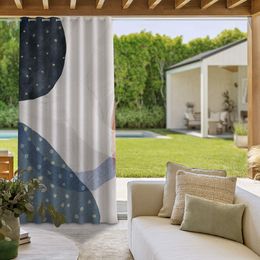 Outdoor Vorhang nach Ma&szlig; blickdicht - Orbit mit Punkten I - blau originell Abstrakt mit &Ouml;sen wetterfest Balkon Pergola