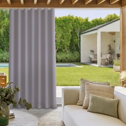 Outdoor Vorhang nach Ma&szlig; blickdicht - Pastell graues Violett - violett Sonnenschutz Unifarben mit &Ouml;sen wetterfest Balkon Pergola
