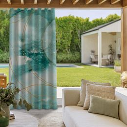 Outdoor Vorhang nach Ma&szlig; blickdicht - Magischer goldener Sternenhimmel II - t&uuml;rkis originell Abstrakt Aquarell Himmel Balkon Pergola