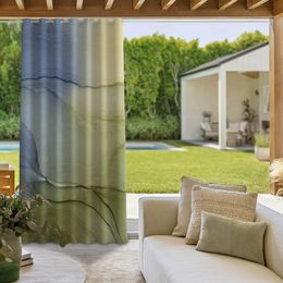 Bilderwelten Outdoor Vorhang nach Ma&szlig; blickdicht blau Sonnenschutz Abstrakt mit &Ouml;sen - Meliertes Blaugrau mit Moosgr&uuml;n - wetterfest Balkon Pergola