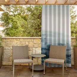 Bilderwelten Outdoor Vorhang nach Ma&szlig; blickdicht petrol originell Abstrakt mit &Ouml;sen - Meeresstr&ouml;mung II - wetterfest Balkon Pergola