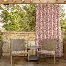 Outdoor Vorhang nach Ma&szlig; blickdicht - Pfirsisch Illustration auf Beige - rosa Kulinarisch Illustration mit &Ouml;sen Obst Balkon Pergola