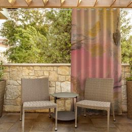 Outdoor Vorhang nach Ma&szlig; blickdicht - Pfingstrosen-Aroma II - beige originell Abstrakt mit &Ouml;sen wetterfest Balkon Pergola