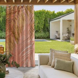 Bilderwelten Outdoor Vorhang nach Ma&szlig; blickdicht rosa originell Tropisch mit &Ouml;sen - Palmenbl&auml;tter Rosa und Gold III - wetterfest Balkon Pergola