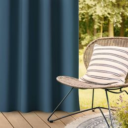Bilderwelten Outdoor Vorhang nach Ma&szlig; blickdicht blau Sonnenschutz Unifarben mit &Ouml;sen - Ocean Blue - wetterfest Balkon Pergola