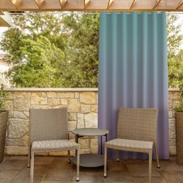 Bilderwelten Outdoor Vorhang nach Ma&szlig; blickdicht pastell Sonnenschutz Abstrakt mit &Ouml;sen - Mint-Violett Farbverlauf - wetterfest Balkon Pergola