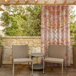 Outdoor Vorhang nach Ma&szlig; blickdicht - Mandala Aquarell Ornament orange - orange Spirituell Orientalisch Aquarell Ornamente Balkon Pergola
