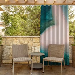 Outdoor Vorhang nach Ma&szlig; blickdicht - Sandbank im Ozean - t&uuml;rkis Strand Motiv mit &Ouml;sen Landschaft Balkon Pergola