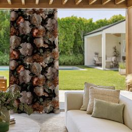 Outdoor Vorhang nach Ma&szlig; blickdicht - Rote Rosen mit Wei&szlig;en Rosen - beige Blumen Tropisch mit &Ouml;sen Rose Balkon Pergola