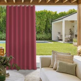Outdoor Vorhang nach Ma&szlig; blickdicht - Rosy Raspberry - rosa Sonnenschutz Unifarben mit &Ouml;sen wetterfest Balkon Pergola