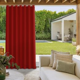 Outdoor Vorhang nach Ma&szlig; blickdicht - Rot - rot Sonnenschutz Unifarben mit &Ouml;sen wetterfest Balkon Pergola