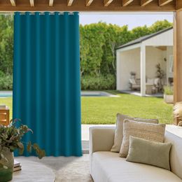 Outdoor Vorhang nach Ma&szlig; blickdicht - Petrol - petrol Sonnenschutz Unifarben mit &Ouml;sen wetterfest Balkon Pergola