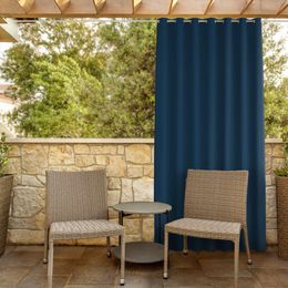 Outdoor Vorhang nach Ma&szlig; blickdicht - Ozeanblau - blau Sonnenschutz Unifarben mit &Ouml;sen wetterfest Balkon Pergola