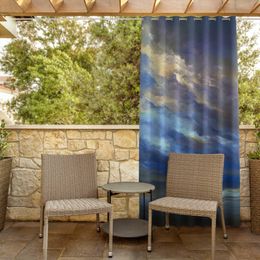 Outdoor Vorhang nach Ma&szlig; blickdicht - K&uuml;stenhimmel dunkel - blau originell Abstrakt mit &Ouml;sen wetterfest Balkon Pergola