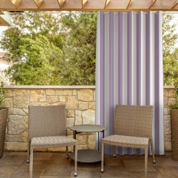 Outdoor Vorhang nach Ma&szlig; blickdicht - L&auml;ngsstreifen in Lavendel - violett Sonnenschutz modern mit &Ouml;sen Streifen Balkon Pergola