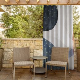Bilderwelten Outdoor Vorhang nach Ma&szlig; blickdicht blau originell Abstrakt mit &Ouml;sen - Orbit mit Punkten I - wetterfest Balkon Pergola
