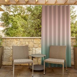 Outdoor Vorhang nach Ma&szlig; blickdicht - Rosa-Gr&uuml;n Farbverlauf - pastell Sonnenschutz Abstrakt mit &Ouml;sen wetterfest Balkon Pergola