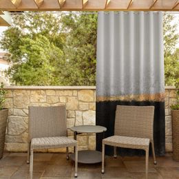 Outdoor Vorhang nach Ma&szlig; blickdicht - Abstrakter Goldener Horizont Schwarz Wei&szlig; - schwarz weiss originell Abstrakt Aquarell wetterfest Balkon Pergola