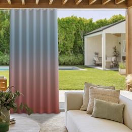Bilderwelten Outdoor Vorhang nach Ma&szlig; blickdicht blau Sonnenschutz Abstrakt mit &Ouml;sen - Blau-Rosa Farbverlauf - wetterfest Balkon Pergola