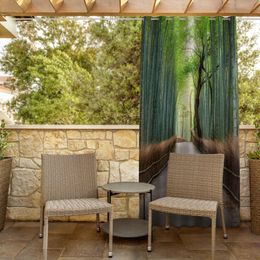 Outdoor Vorhang nach Ma&szlig; blickdicht - Der Weg durch den Bambus - gr&uuml;n Natur Motiv mit &Ouml;sen Japan Balkon Pergola