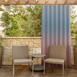 Outdoor Vorhang nach Ma&szlig; blickdicht - Blau-Rosa Farbverlauf - blau Sonnenschutz Abstrakt mit &Ouml;sen wetterfest Balkon Pergola