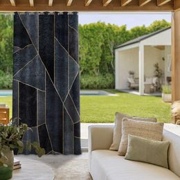 Outdoor Vorhang nach Ma&szlig; blickdicht - Blaue Geometrie Aquarell - blau originell Abstrakt Aquarell Geometrisch Balkon Pergola