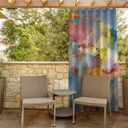 Outdoor Vorhang nach Ma&szlig; blickdicht - Pastell-Explosion - bunt originell Abstrakt mit &Ouml;sen wetterfest Balkon Pergola