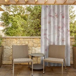 Outdoor Vorhang nach Ma&szlig; blickdicht - Ein Kirschbl&uuml;tenhauch - rosa Blumen Landhaus mit &Ouml;sen Kirschbl&uuml;te Balkon Pergola