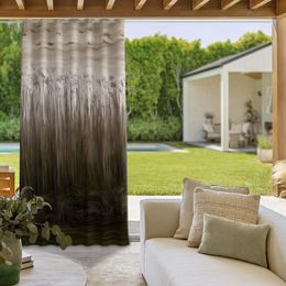 Outdoor Vorhang nach Ma&szlig; blickdicht - Flussschilf vor Berglandschaft in beige - beige Natur Vintage mit &Ouml;sen Gr&auml;ser Balkon Pergola