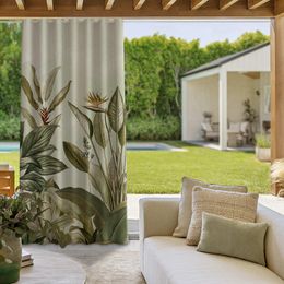 Outdoor Vorhang nach Ma&szlig; blickdicht - Bl&uuml;hende Dschungellandschaft - gr&uuml;n Wald Tropisch mit &Ouml;sen B&auml;ume Balkon Pergola