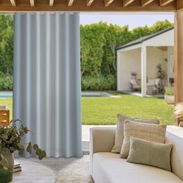 Outdoor Vorhang nach Ma&szlig; blickdicht - Blauer Vertikaler Farbverlauf - blau Sonnenschutz Abstrakt mit &Ouml;sen wetterfest Balkon Pergola
