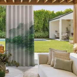 Outdoor Vorhang nach Ma&szlig; blickdicht - Dschungel im Nebel - gr&uuml;n Wald Tropisch mit &Ouml;sen B&auml;ume Balkon Pergola