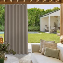 Outdoor Vorhang nach Ma&szlig; blickdicht - Grey Pumpkin - gr&uuml;n Sonnenschutz Unifarben mit &Ouml;sen wetterfest Balkon Pergola