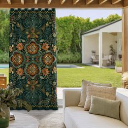 Bilderwelten Outdoor Vorhang nach Ma&szlig; blickdicht gr&uuml;n Spirituell Orientalisch mit &Ouml;sen - Detailliertes Boho Muster in Gr&uuml;n - Paisley Balkon Pergola