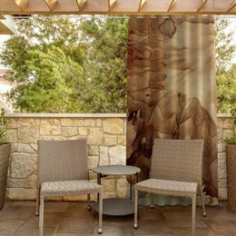 Bilderwelten Outdoor Vorhang nach Ma&szlig; blickdicht braun originell Abstrakt mit &Ouml;sen - Goldbraune Explosion I - wetterfest Balkon Pergola