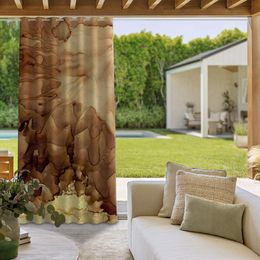 Outdoor Vorhang nach Ma&szlig; blickdicht - Goldbraune Explosion I - braun originell Abstrakt mit &Ouml;sen wetterfest Balkon Pergola