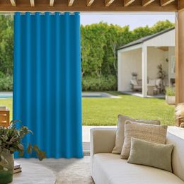 Outdoor Vorhang nach Ma&szlig; blickdicht - Enzian - blau Sonnenschutz Unifarben mit &Ouml;sen wetterfest Balkon Pergola