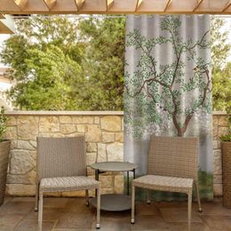 Outdoor Vorhang nach Ma&szlig; blickdicht - Japanischer Garten im Nebel - gr&uuml;n Natur Vintage mit &Ouml;sen Japan Balkon Pergola