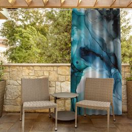 Outdoor Vorhang nach Ma&szlig; blickdicht - Herabfallende Regenwolken - blau originell modern mit &Ouml;sen wetterfest Balkon Pergola