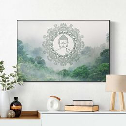 Akustik-Wechselbild Buddha Mandala im Nebel