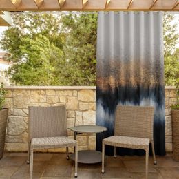 Outdoor Vorhang nach Ma&szlig; blickdicht - Goldener Horizont - gold originell Abstrakt Aquarell wetterfest Balkon Pergola