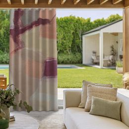 Outdoor Vorhang nach Ma&szlig; blickdicht - Malvenfarbene Facetten - pastell originell Abstrakt mit &Ouml;sen wetterfest Balkon Pergola