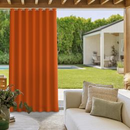 Outdoor Vorhang nach Ma&szlig; blickdicht - Mohn - orange Sonnenschutz Unifarben mit &Ouml;sen wetterfest Balkon Pergola