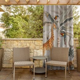 Outdoor Vorhang nach Ma&szlig; blickdicht - Jungle Jive - beige Natur Vintage mit &Ouml;sen africa Balkon Pergola