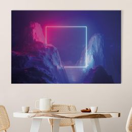 Bilderwelten Akustikbild violett Neon Art Schallschutzbild - Quadratisches Neonlicht - Wandbild Jugendzimmer