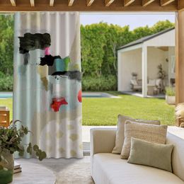 Bilderwelten Outdoor Vorhang nach Ma&szlig; blickdicht beige originell Abstrakt mit &Ouml;sen - Bunte Wasserf&auml;lle I - wetterfest Balkon Pergola