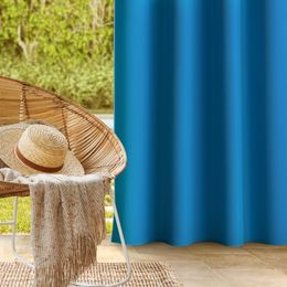 Bilderwelten Outdoor Vorhang nach Ma&szlig; blickdicht blau Sonnenschutz Unifarben mit &Ouml;sen - Enzian - wetterfest Balkon Pergola